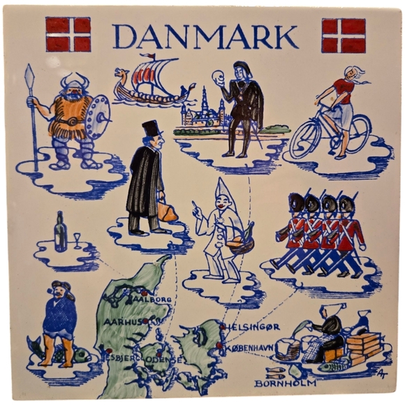 Art | Colorful Denmark Themed Handpainted Ceramic Tile | Poshmark